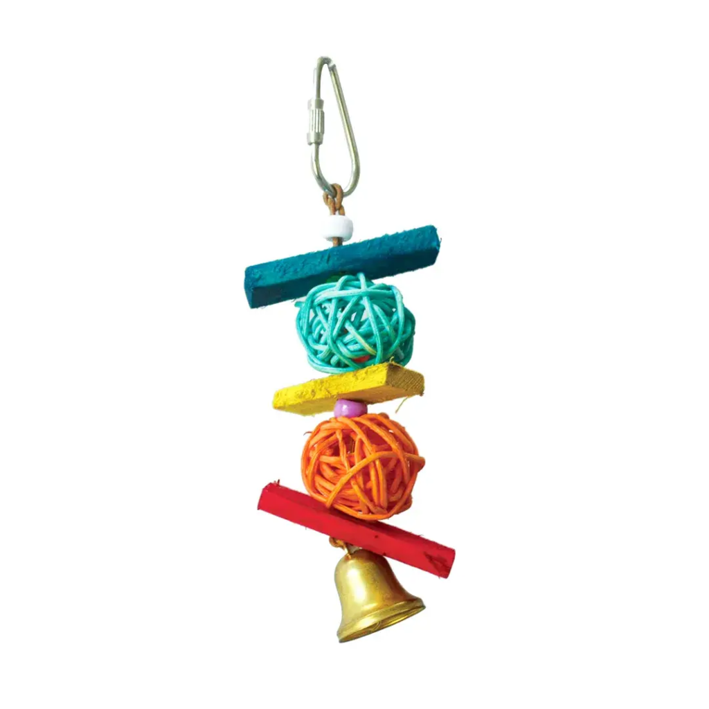 Wicker Balls And Bell Bird Toy | For Chewing and Foraging